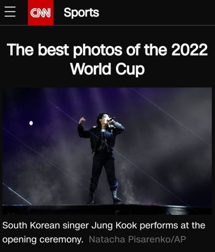 Jungkook BTS lọt danh sách 'Những bức ảnh đẹp nhất về World Cup 2022' của CNN Sport
