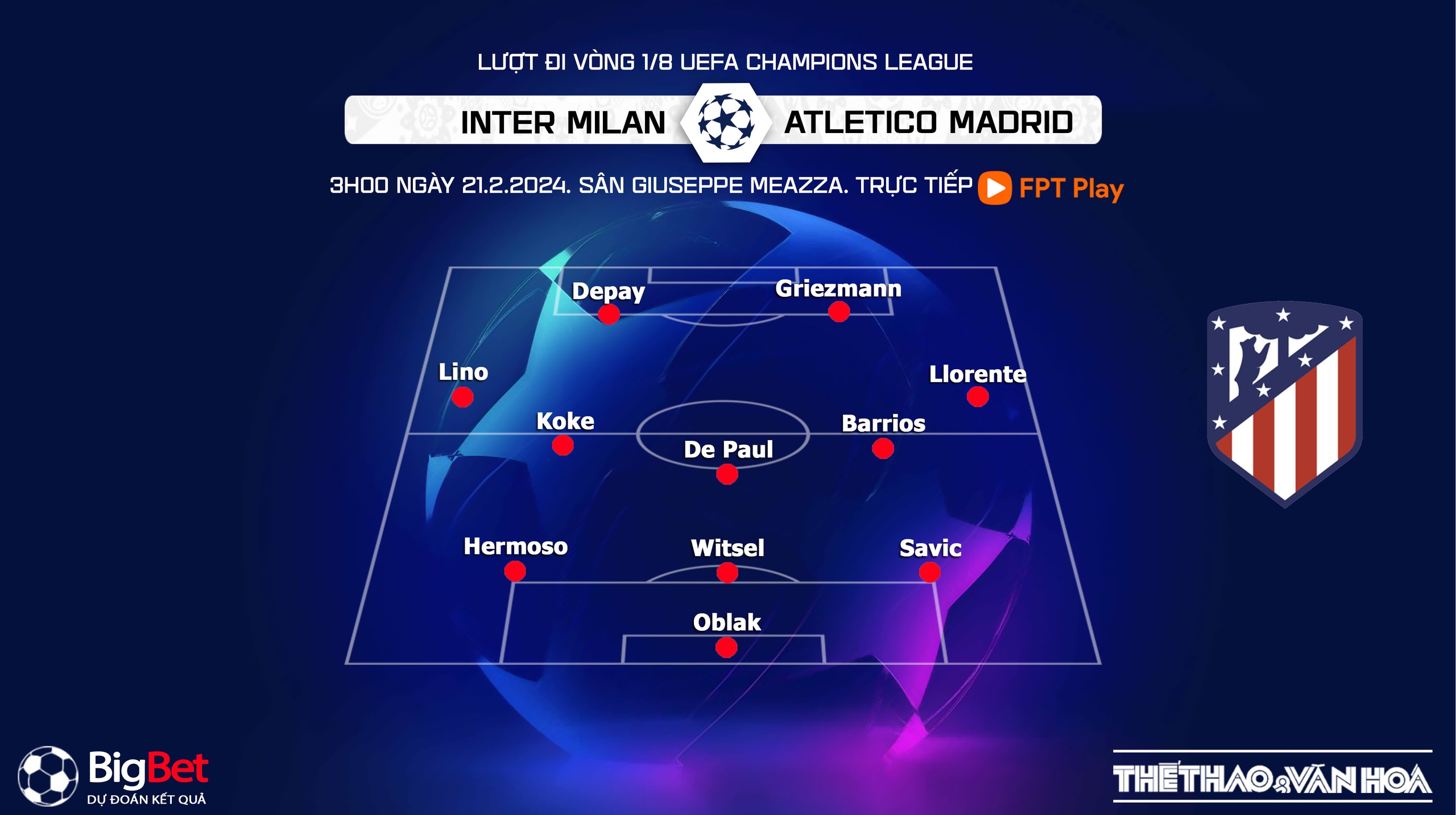 Nhận định Inter Milan vs Atletico Madrid, vòng 1/8 Cúp C1 châu Âu (3h00 hôm nay 21/2)