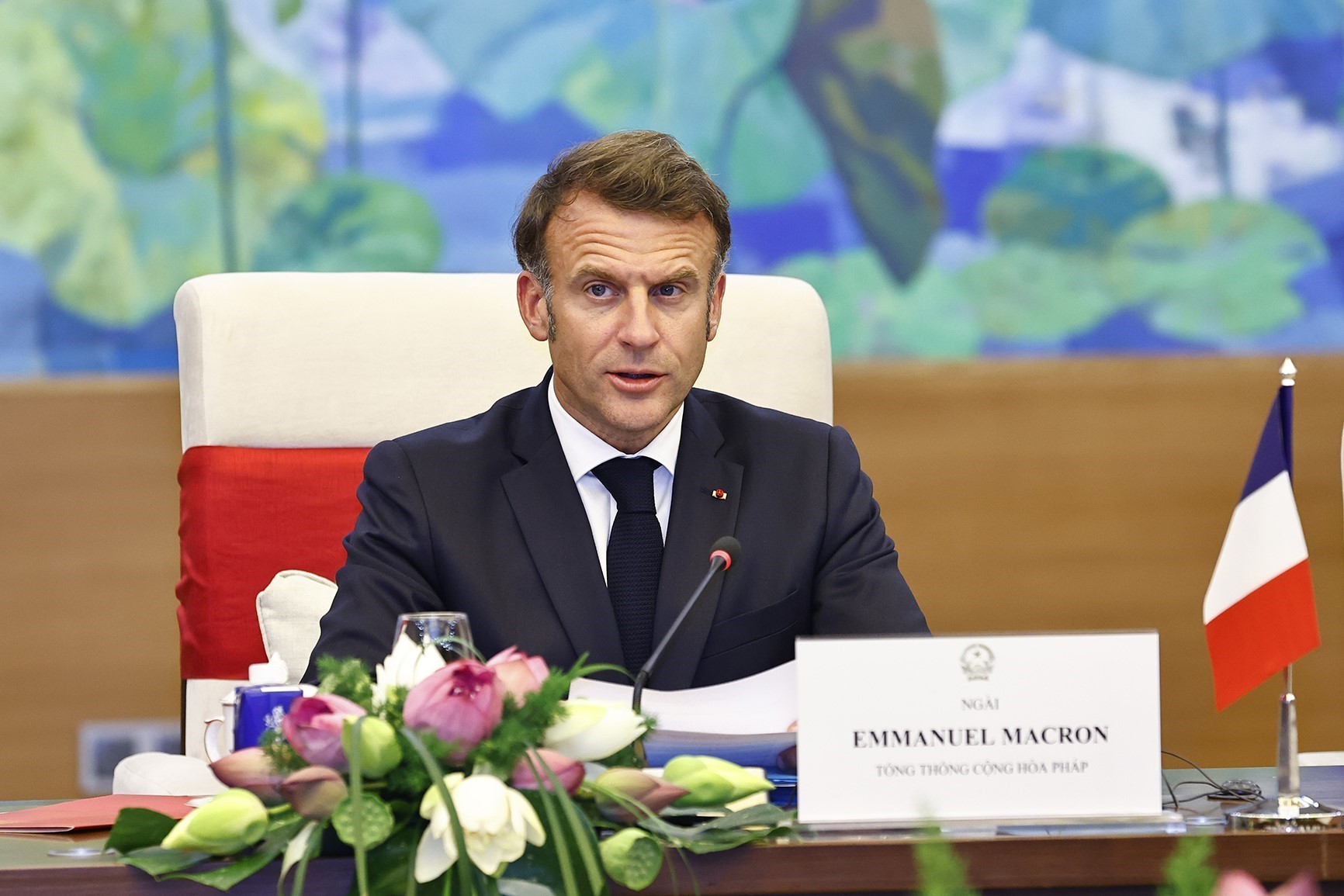 Chủ tịch Quốc hội Trần Thanh Mẫn và Tổng thống Pháp Emmanuel Macron ...