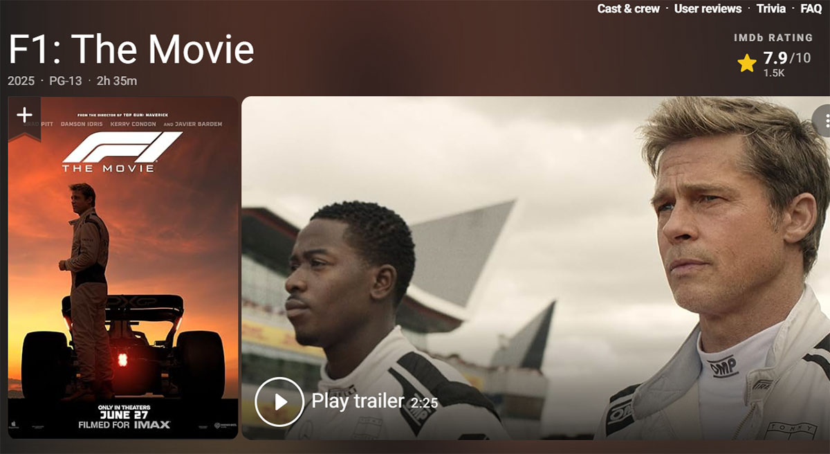 "F1 the Movie": Đường đua kịch tính với Brad Pitt