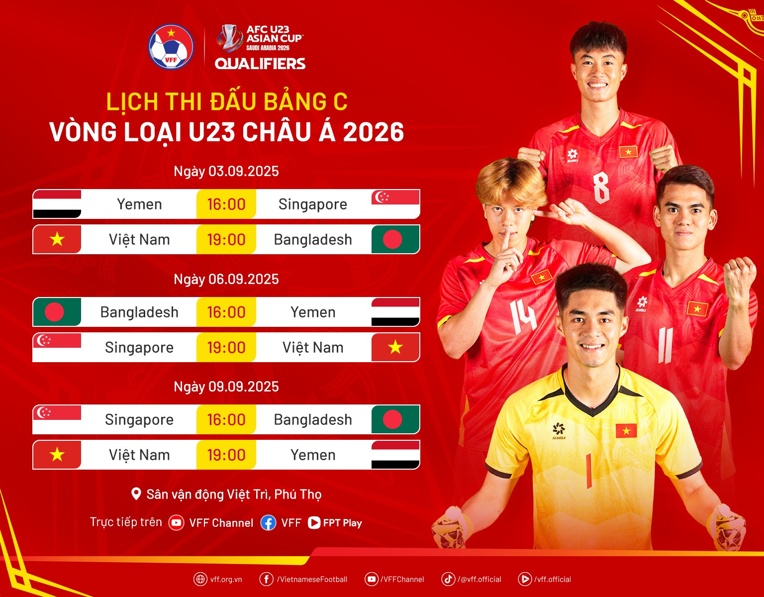 Kết quả bóng đá vòng loại U23 châu Á 2026 ngày 9/9