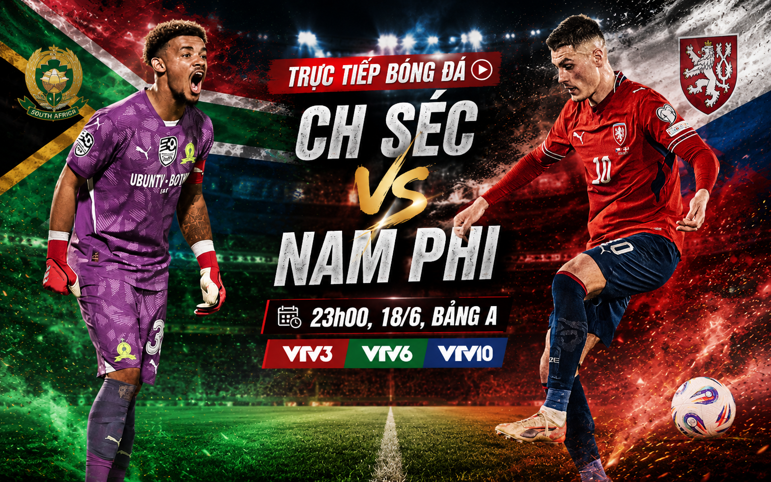 TRỰC TIẾP bóng đá CH Séc vs Nam Phi (1-0, hiệp 1): Sadilek mở tỷ số