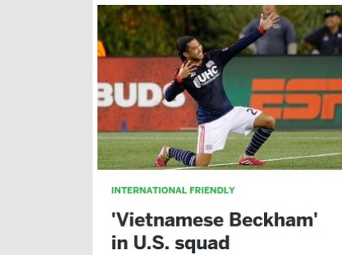 Báo Mỹ gọi Lee Nguyễn là ‘Beckham của Việt Nam'