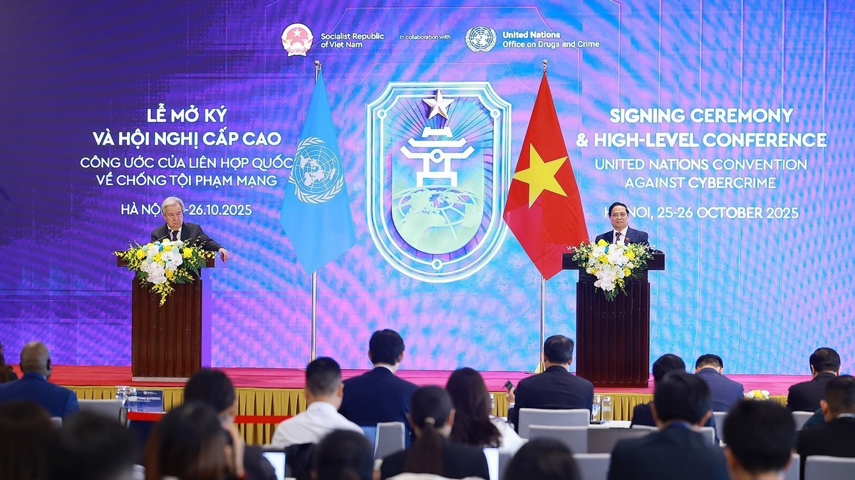Thủ tướng Phạm Minh Chính và Tổng Thư ký Liên hợp quốc dự Họp báo Lễ mở ...